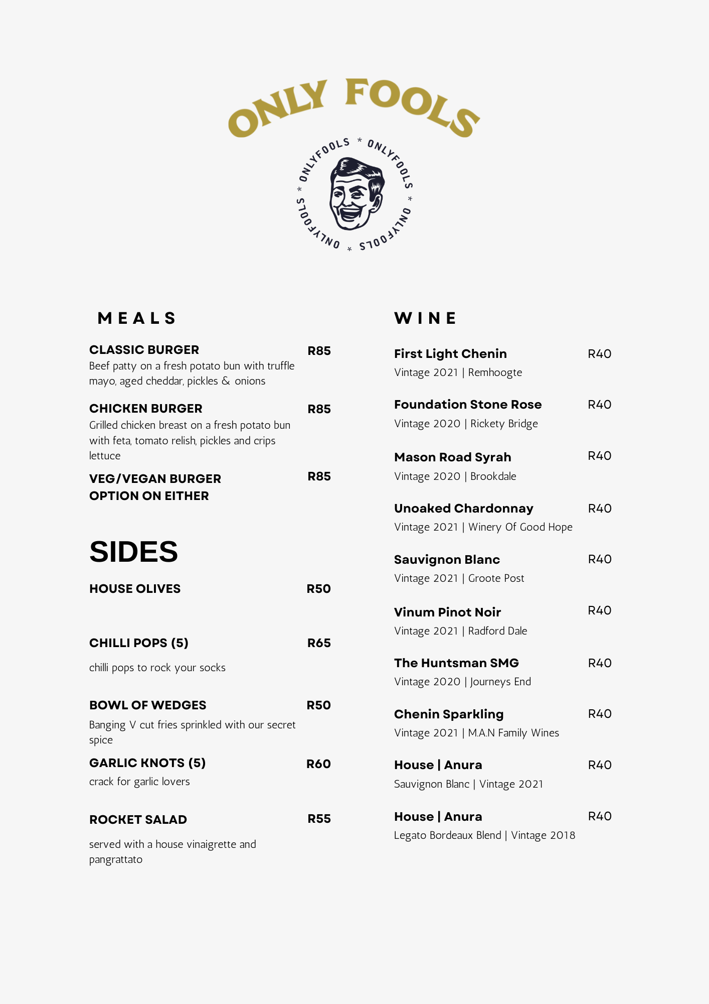 Only Fools – Wine & Burger Bar Seapoint